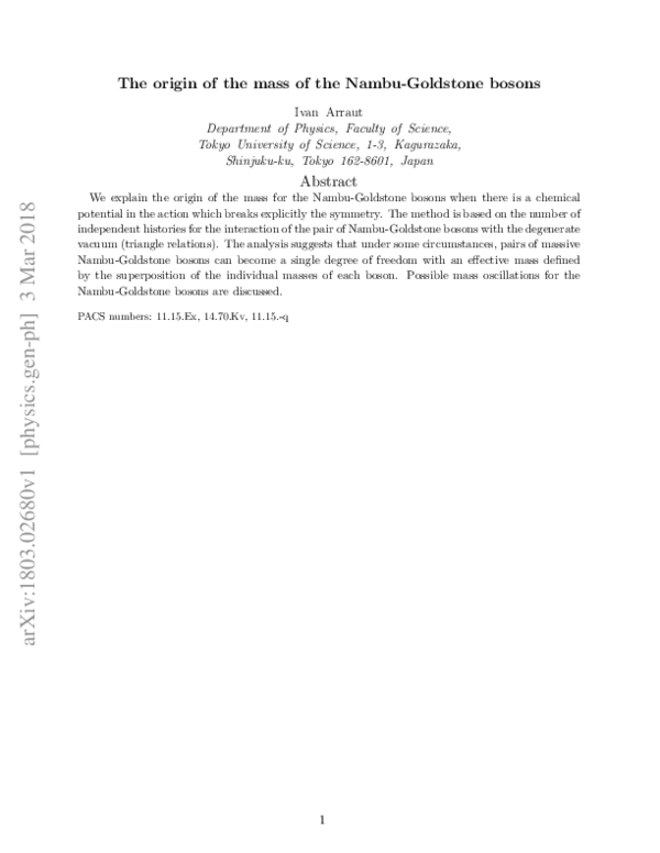 (PDF) The origin of the mass of the Nambu–Goldstone bosons | Ivan ...