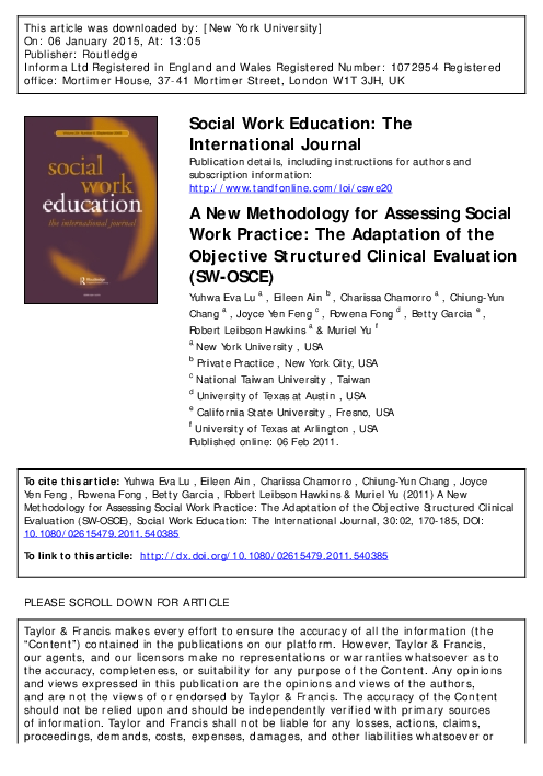Pdf A New Methodology For Assessing Social Work Practice The Adaptation Of The Objective
