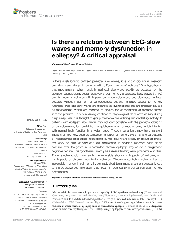 (PDF) Is There a Relation between EEG-Slow Waves and Memory Dysfunction ...
