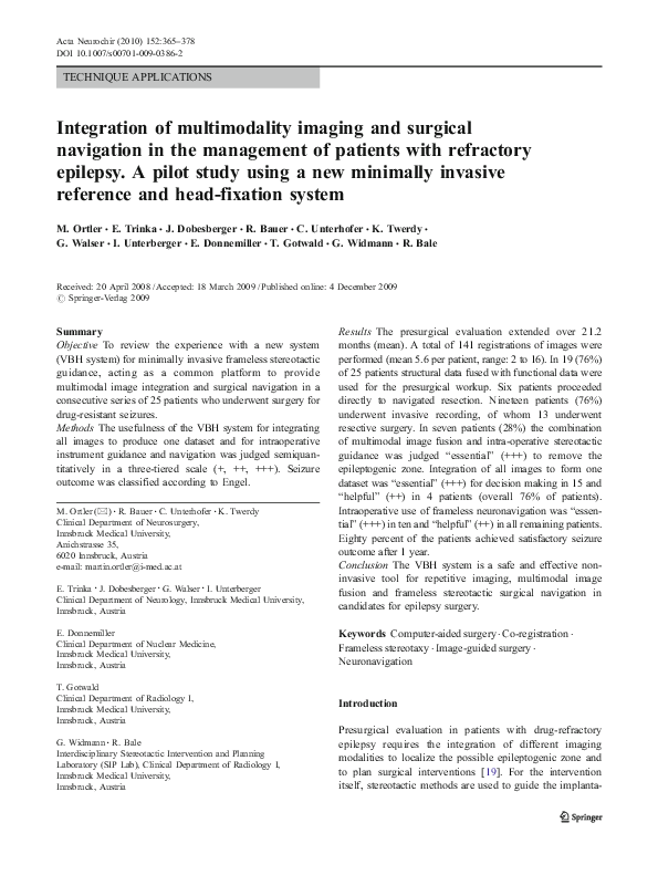 (PDF) Integration of multimodality imaging and surgical navigation in ...