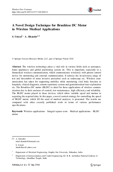 (PDF) A Novel Design Technique for Brushless DC Motor in Wireless ...