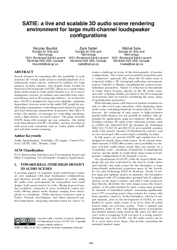 (PDF) Satie: A Live And Scalable 3D Audio Scene Rendering Environment ...