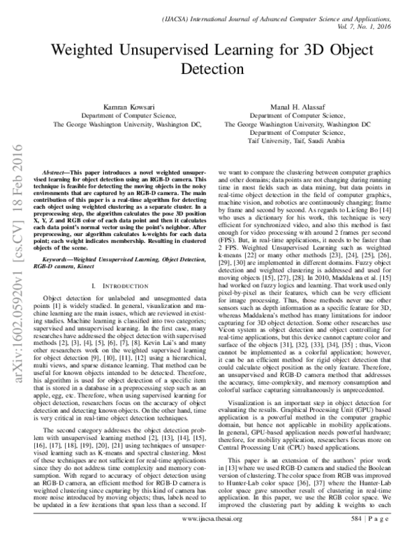(PDF) Weighted Unsupervised Learning for 3D Object Detection