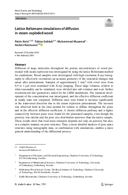 (PDF) Diffusion in Steam-Exploded Wood: Lattice Boltzmann Insights