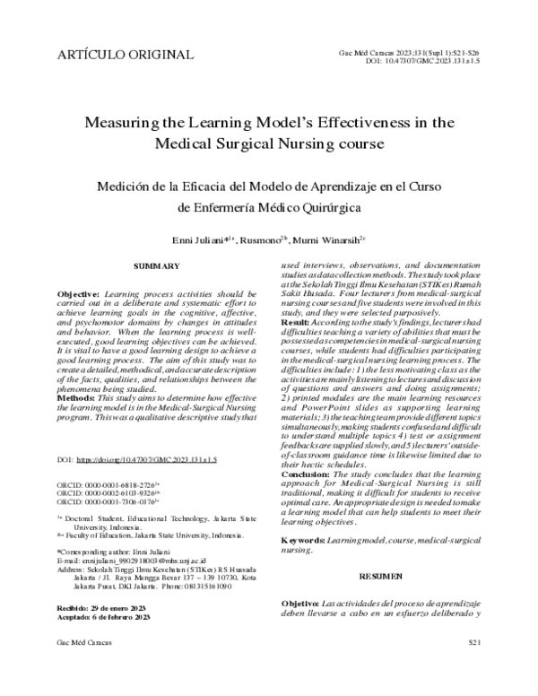 (PDF) Measuring the Learning Model’s Effectiveness in the Medical ...