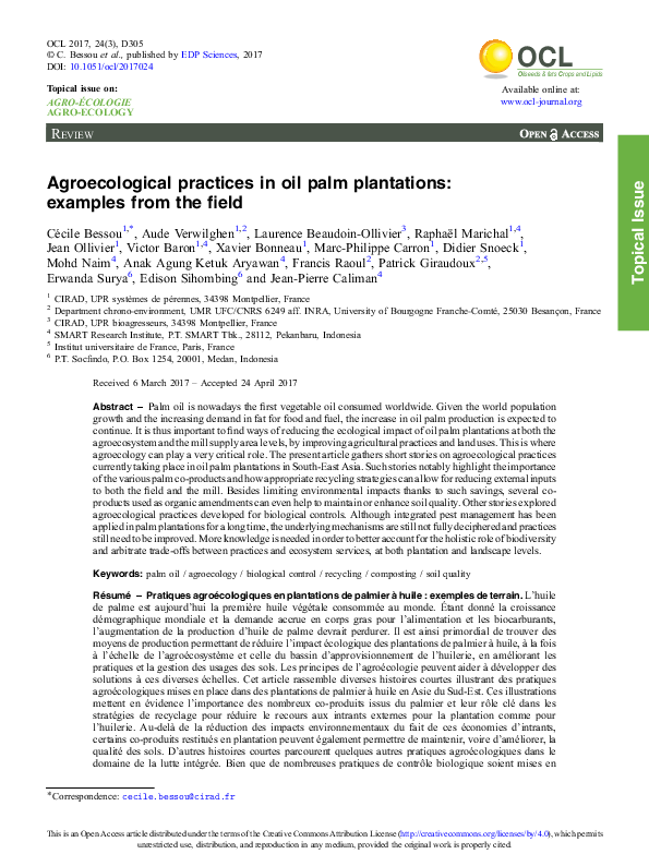 (PDF) Agroecological practices in oil palm plantations: examples from the field