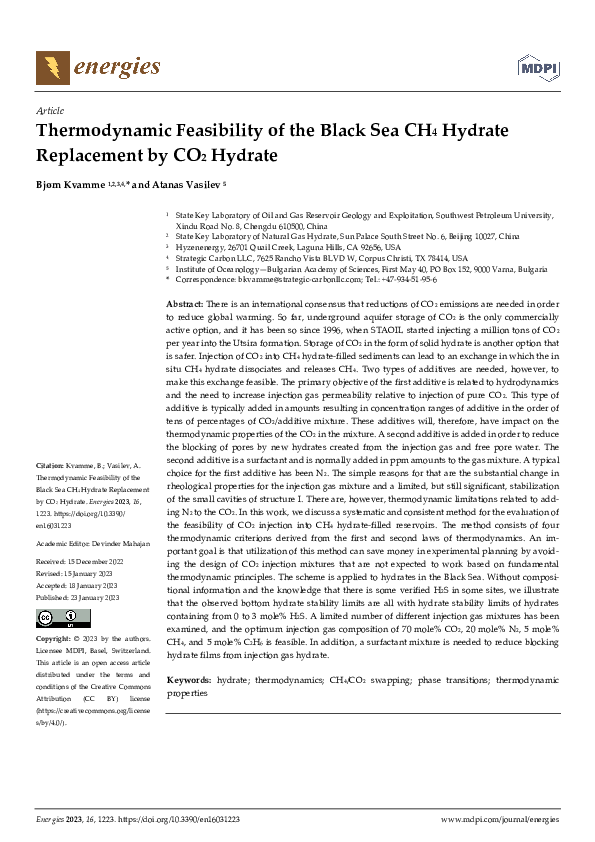 (PDF) Thermodynamic Feasibility of the Black Sea CH4 Hydrate ...