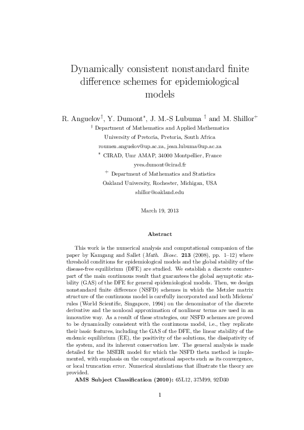 Pdf Dynamically Consistent Nonstandard Finite Difference Schemes For