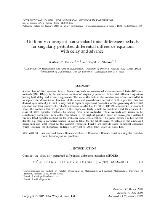 (PDF) Uniformly convergent non-standard finite difference methods for ...