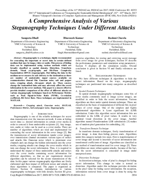 Pdf A Comprehensive Analysis Of Various Steganography Techniques Under Different Attacks