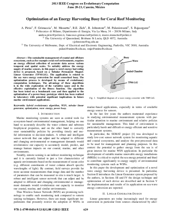 Pdf Optimization Of An Energy Harvesting Buoy For Coral Reef Monitoring Marimuthu 