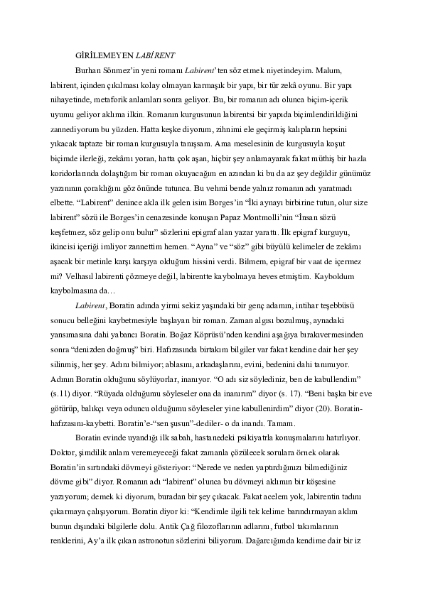 (PDF) GİRİLEMEYEN LABİRENT