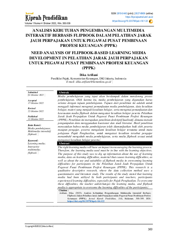 (PDF) Analisis Kebutuhan Pengembangan Multimedia Interaktif Berbasis Flipbook Dalam Pelatihan ...