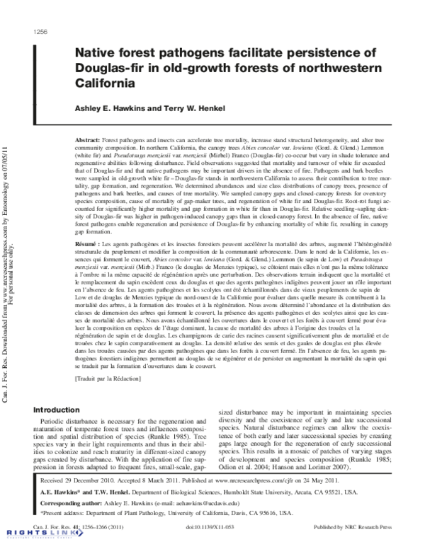 (PDF) Native forest pathogens facilitate persistence of Douglas-fir in ...
