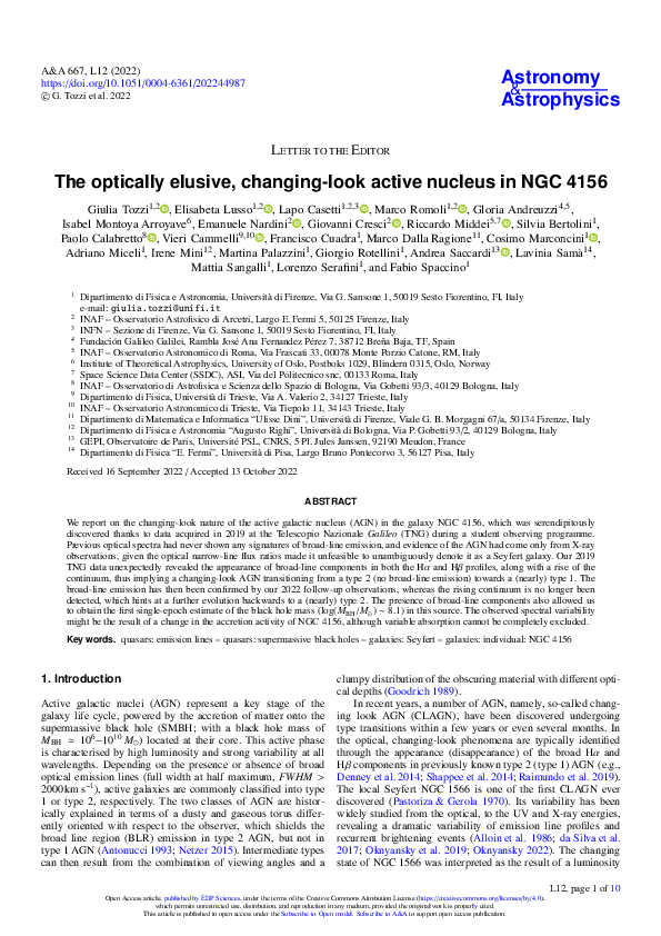 (PDF) The optically elusive, changing-look active nucleus in NGC 4156