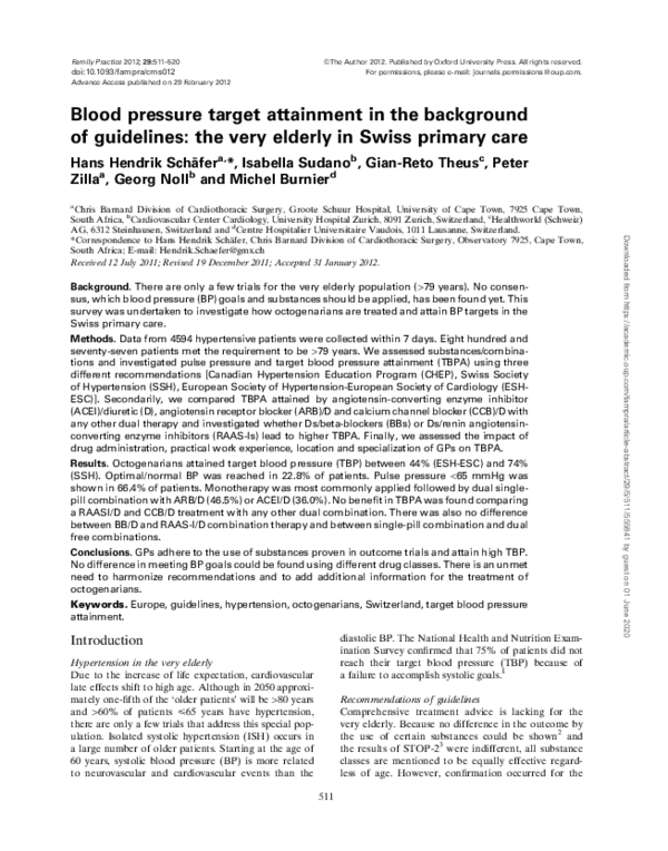 (PDF) Blood pressure target attainment in the background of guidelines ...