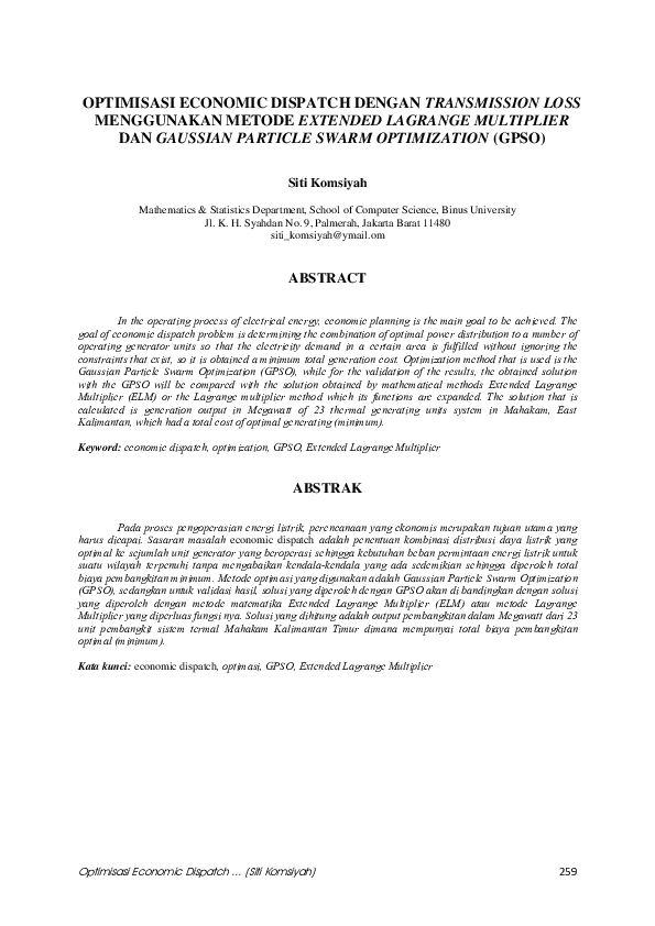 (PDF) Optimisasi Economic Dispatch dengan Transmission Loss Menggunakan Metode Extended Lagrange ...