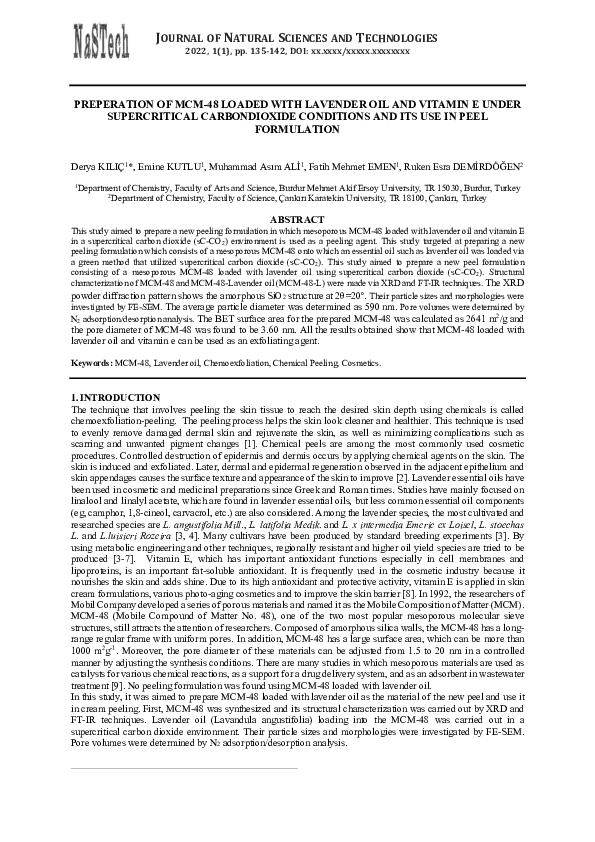 (PDF) MCM-48 with Lavender Oil for Peeling Formulation