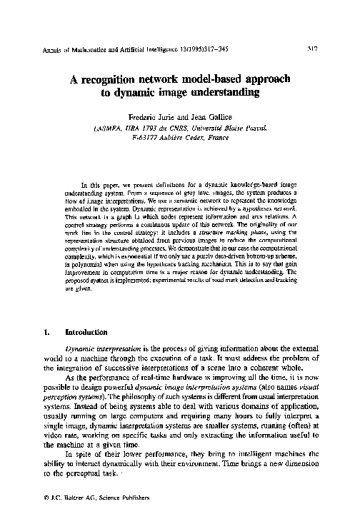 (PDF) A recognition network model-based approach to dynamic image understanding