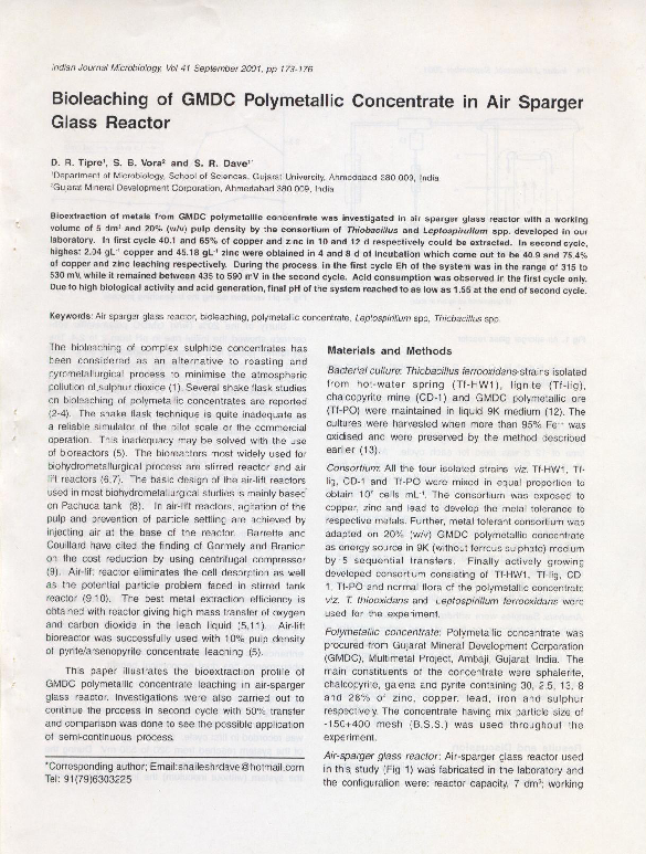 (PDF) Bioleaching of GMDC polymetallic concentrate in air sparger glass ...