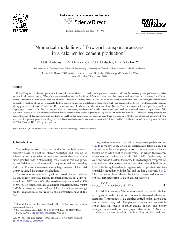 (PDF) Numerical modelling of flow and transport processes in a calciner ...
