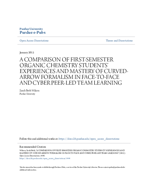 (PDF) A comparison of first-semester organic chemistry students ...