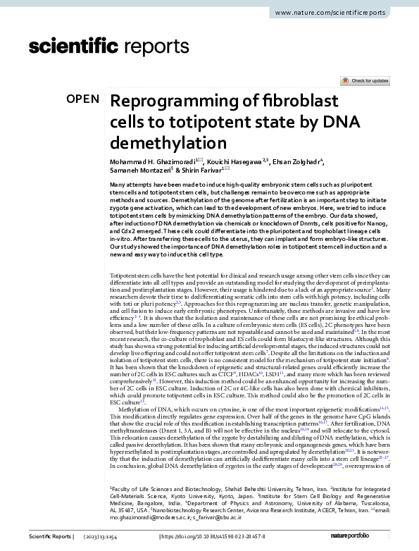 (PDF) Reprogramming of fibroblast cells to totipotent state by DNA ...