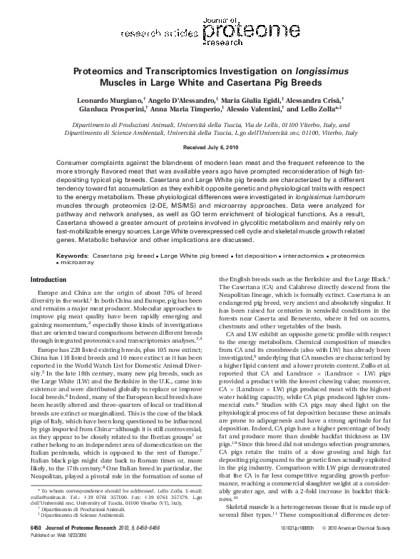 (PDF) Proteomics and Transcriptomics Investigation on longissimus ...