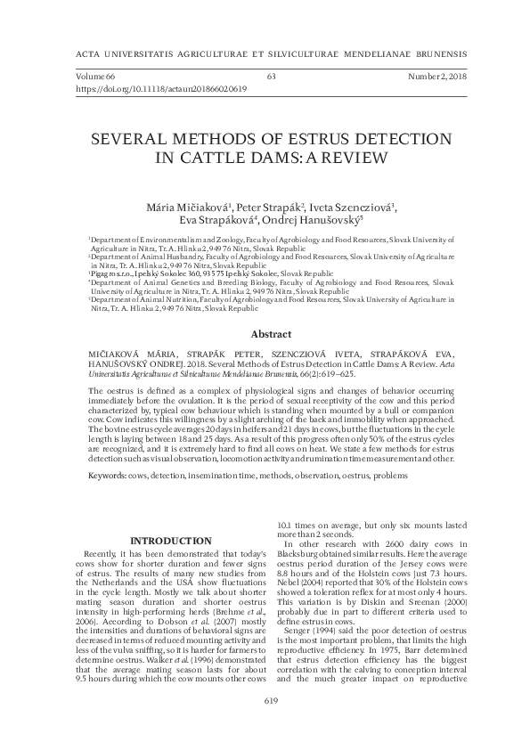 (PDF) Several Methods of Estrus Detection in Cattle Dams: A Review