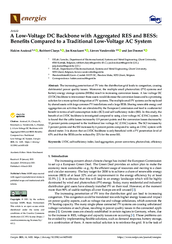 (PDF) A Low-Voltage DC Backbone with Aggregated RES and BESS: Benefits Compared to a Traditional ...