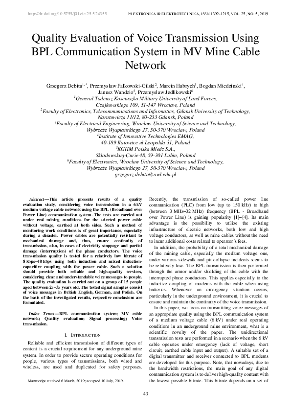 (PDF) Quality Evaluation of Voice Transmission Using BPL Communication ...