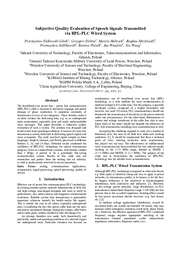 (PDF) Subjective Quality Evaluation of Speech Signals Transmitted via ...