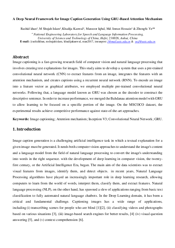 (PDF) A Deep Neural Framework for Image Caption Generation Using GRU ...