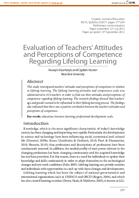 (PDF) Evaluation of Teachers’ Attitudes and Perceptions of Competence ...