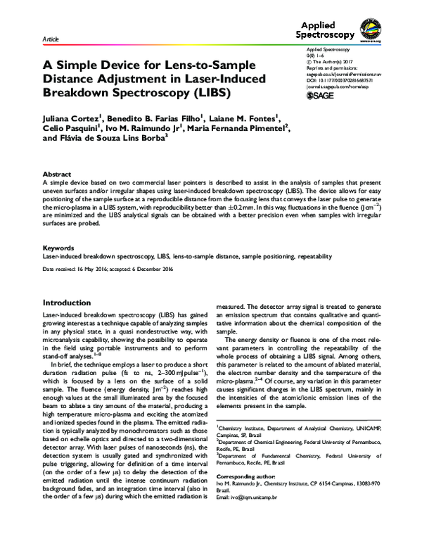 (PDF) A Simple Device for Lens-to-Sample Distance Adjustment in Laser ...
