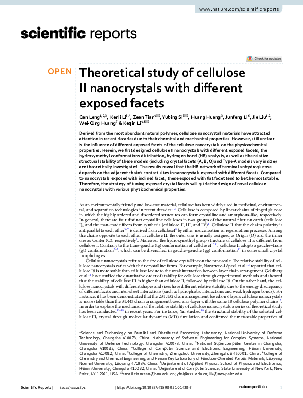 (PDF) Theoretical study of cellulose II nanocrystals with different ...