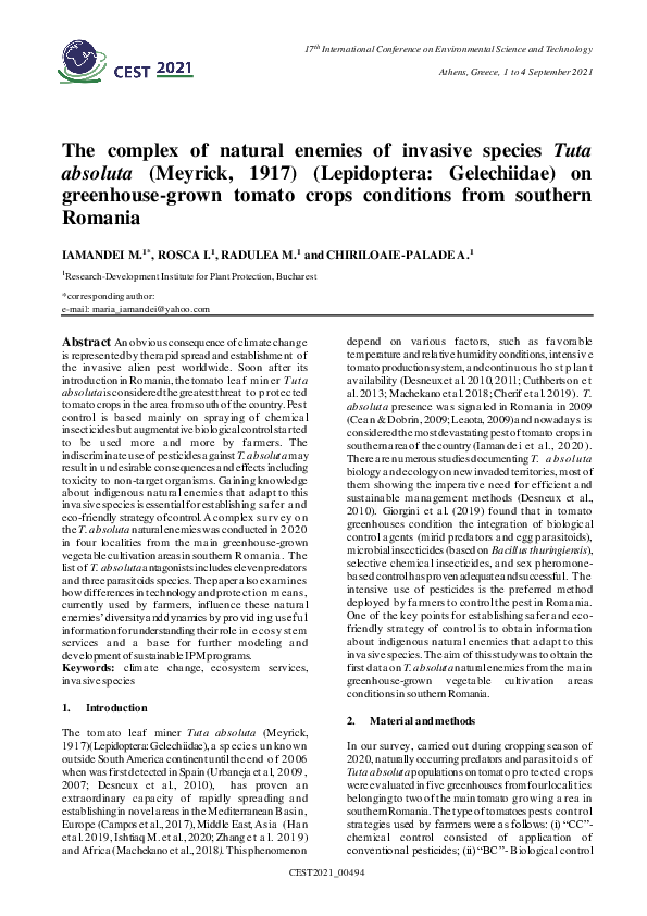 (PDF) The complex of natural enemies of invasive species Tuta absoluta (Meyrick, 1917 ...