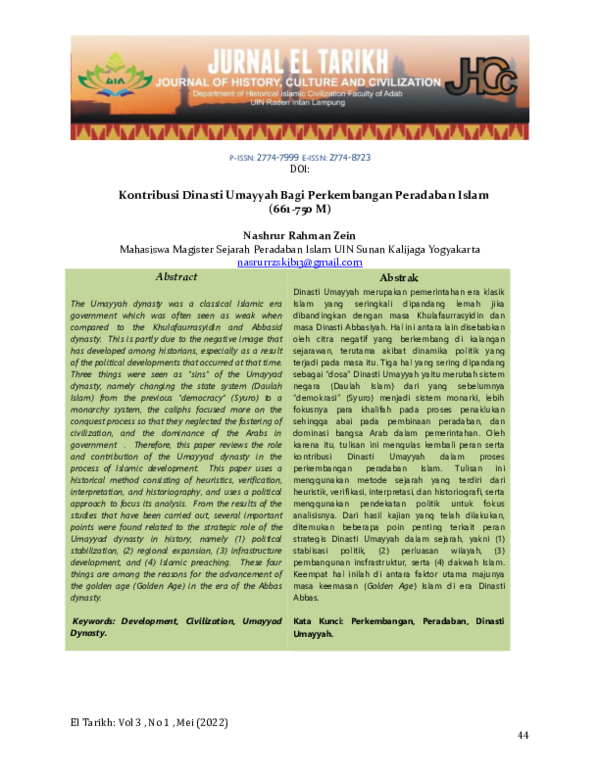 (PDF) Contribution of the Umayyad Dynasty to the Development of Islamic ...