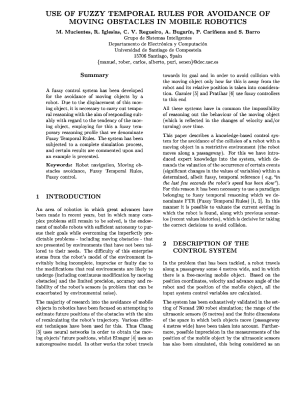 (PDF) Use of fuzzy temporal rules for avoidance of moving obstacles in mobile robotics