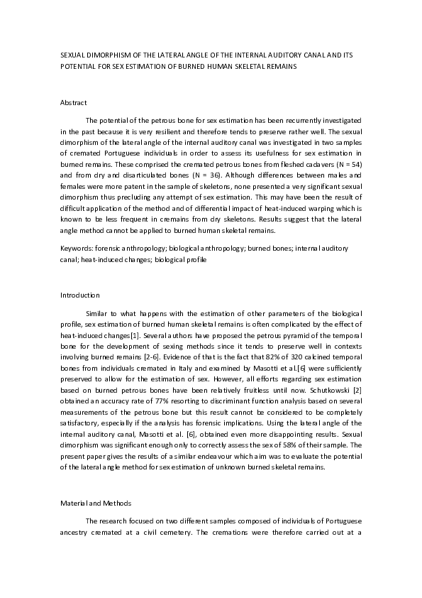 Pdf Sexual Dimorphism Of The Lateral Angle Of The Internal Auditory