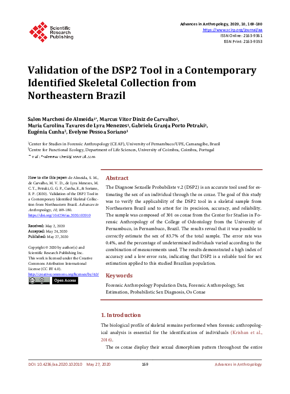 (PDF) Validation of the DSP2 Tool in a Contemporary Identified Skeletal Collection from ...
