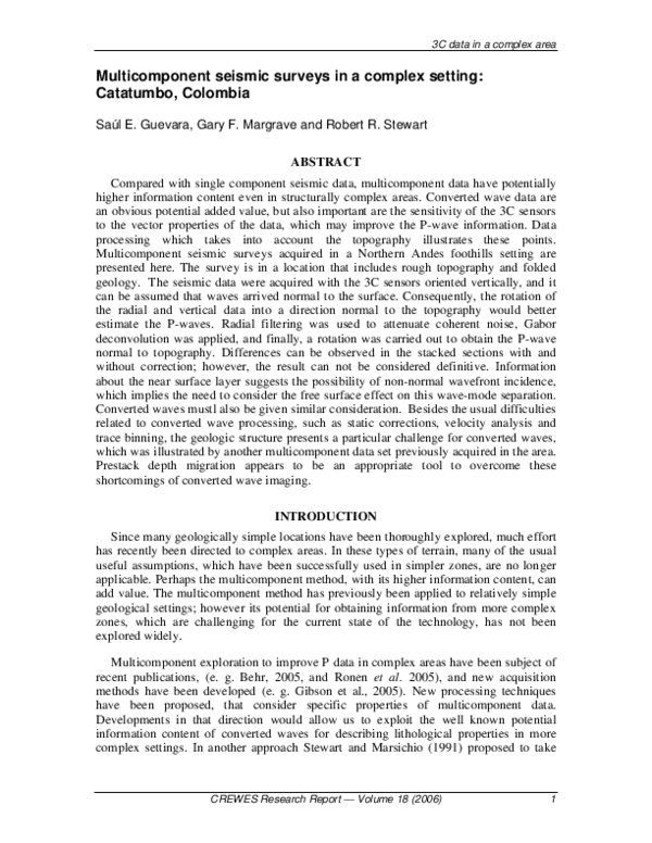 (PDF) Multicomponent seismic surveys in a complex setting: Catatumbo ...