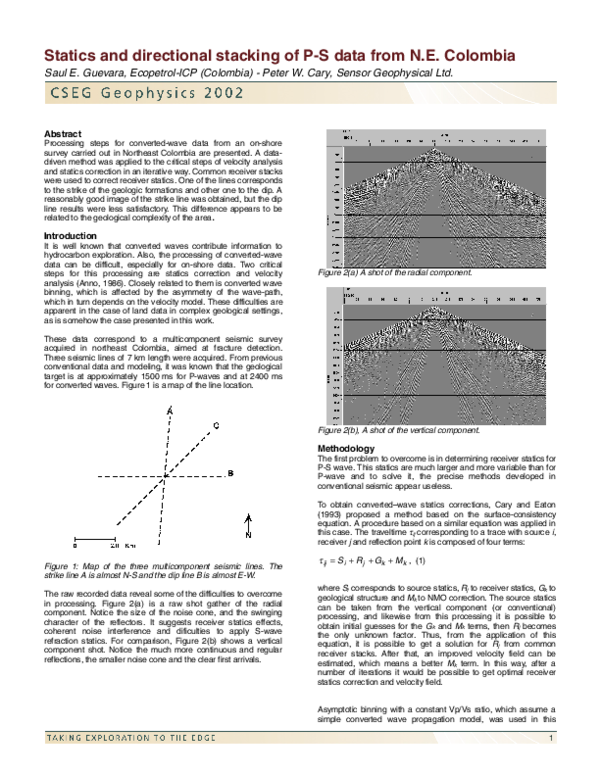 (PDF) Statics and directional stacking of PS data from N.E. Colombia