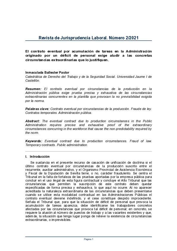 (PDF) El contrato eventual por acumulación de tareas en la ...