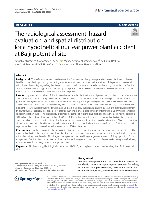 (PDF) The radiological assessment, hazard evaluation, and spatial ...