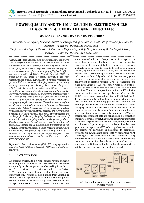 (PDF) POWER QUALITY AND THD MITIGATION IN ELECTRIC VEHICLE CHARGING STATION BY THE ANN CONTROLLER