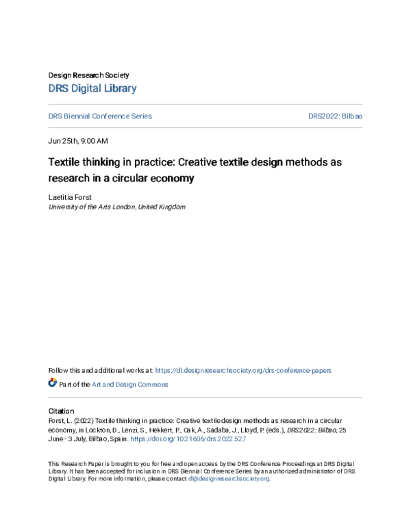 (PDF) Textile thinking in practice: Creative textile design methods as ...