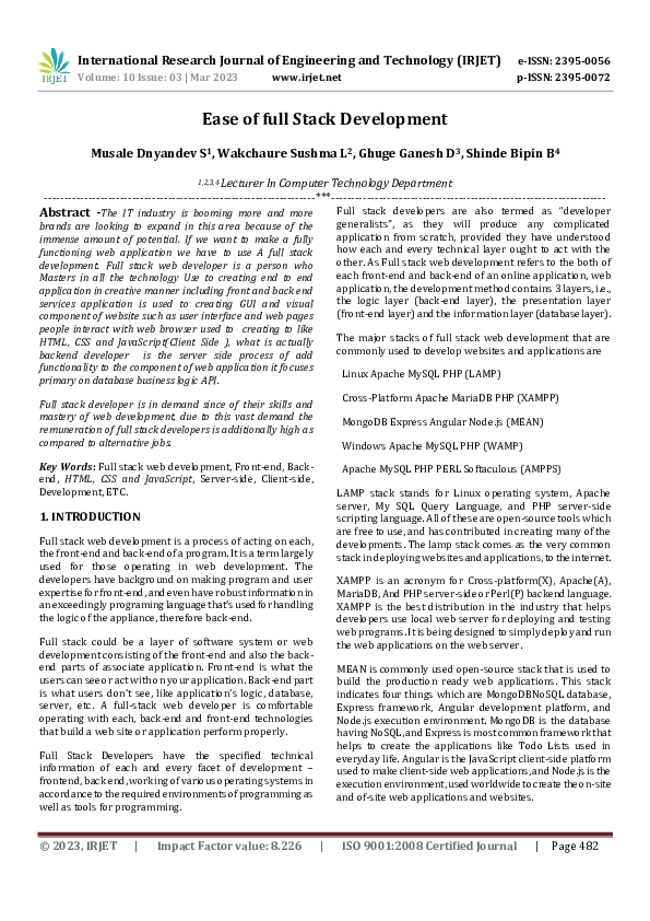(PDF) Ease of full Stack Development