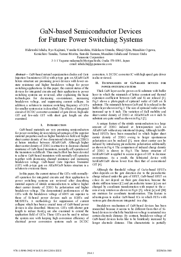(PDF) GaN-based semiconductor devices for future power switching systems
