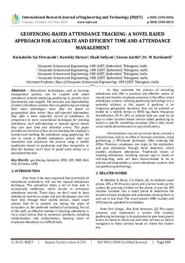 Pdf Geofencing Based Attendance Tracking A Novel Based Approach For Accurate And Efficient